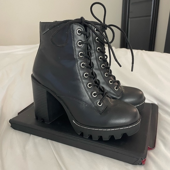 Shoes | Black Block Combat Boot Heels | Poshmark